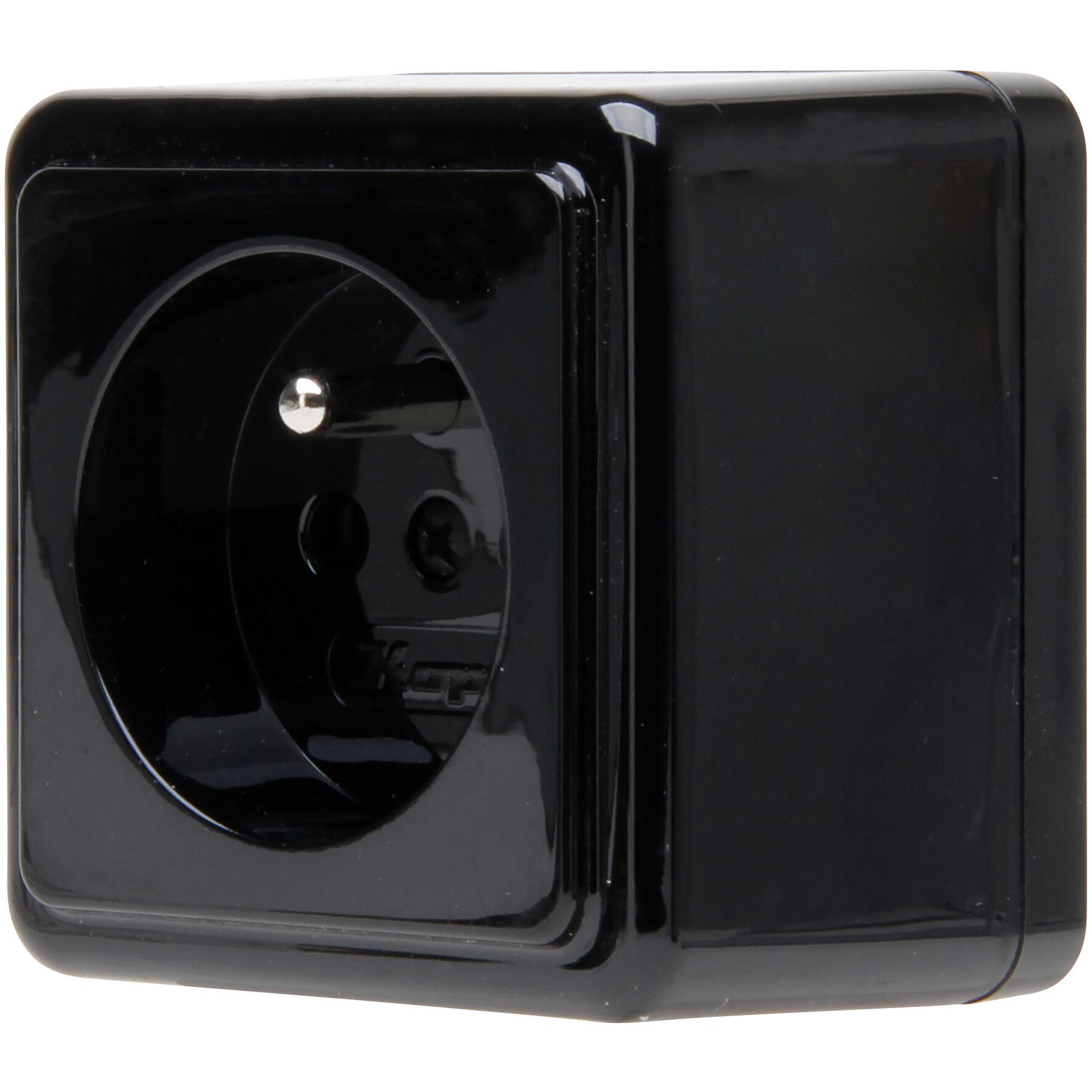 STANDARD - surface mount earthed socket outlet, 1-fold, colour: black ...