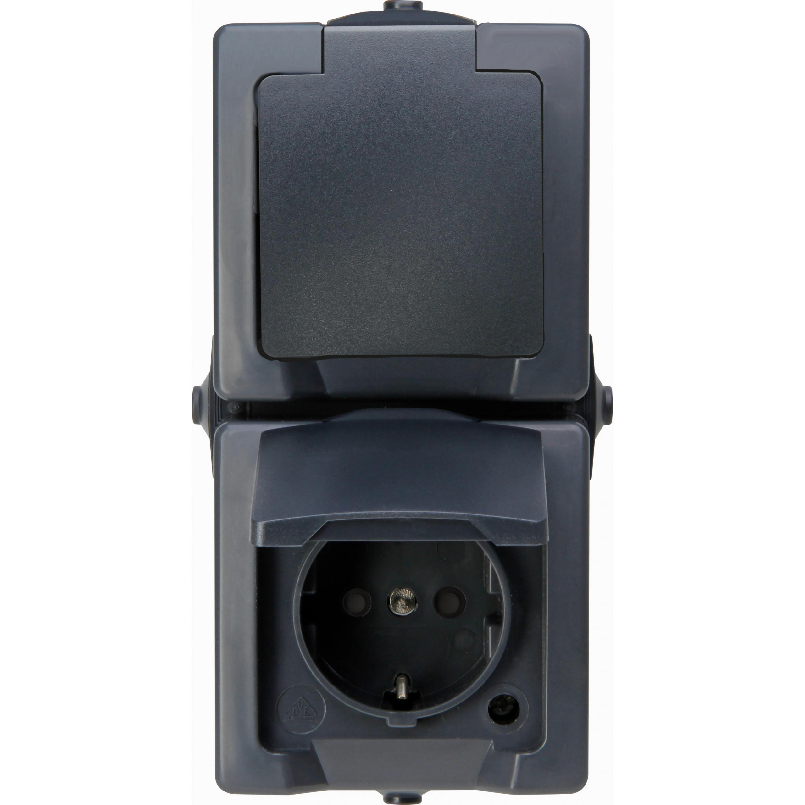 NAUTIC - double earthed socket outlet with hanged lid, pre wired ...