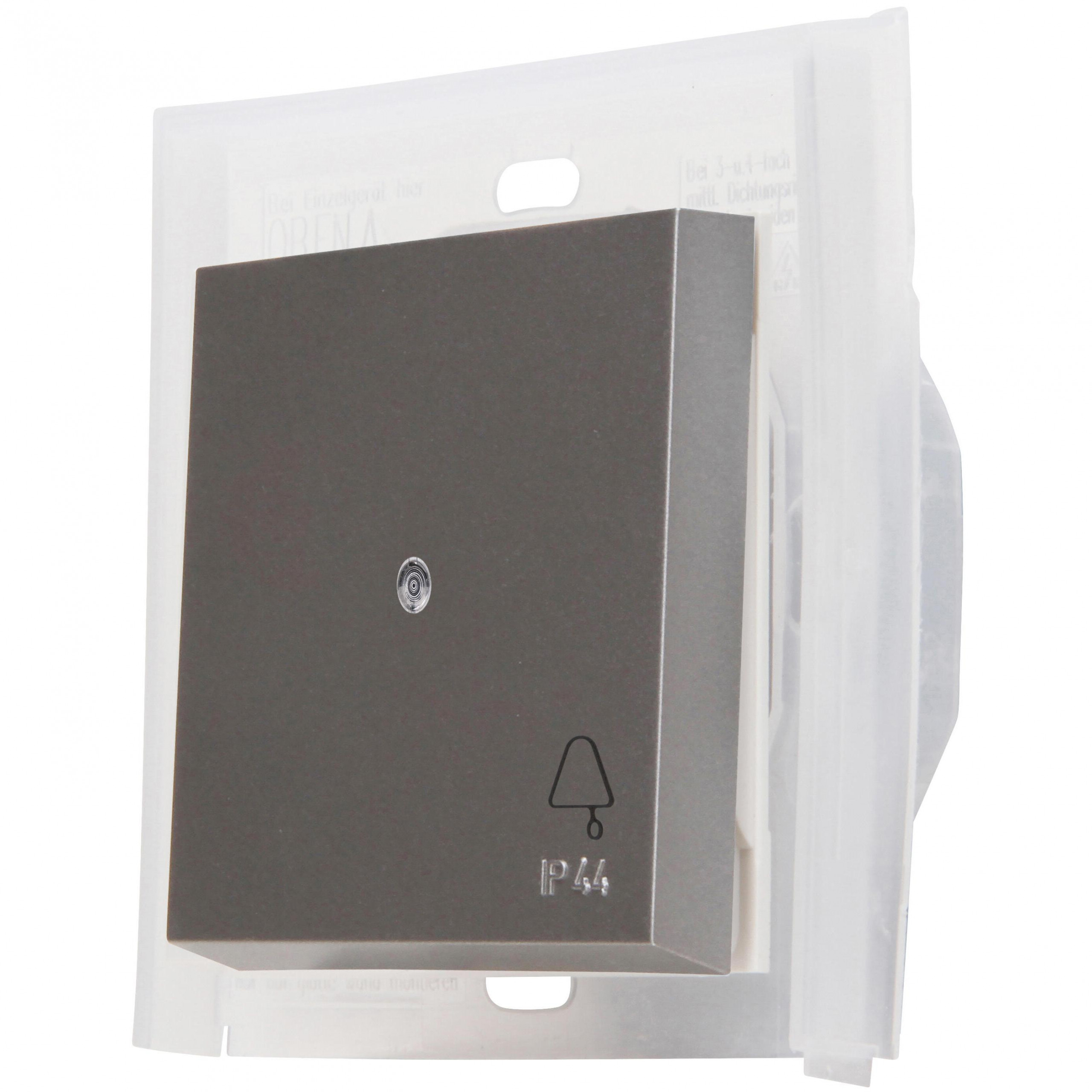 HK07 IP44 - rocker pad with lens and symbol "Bell", colour: steel ...