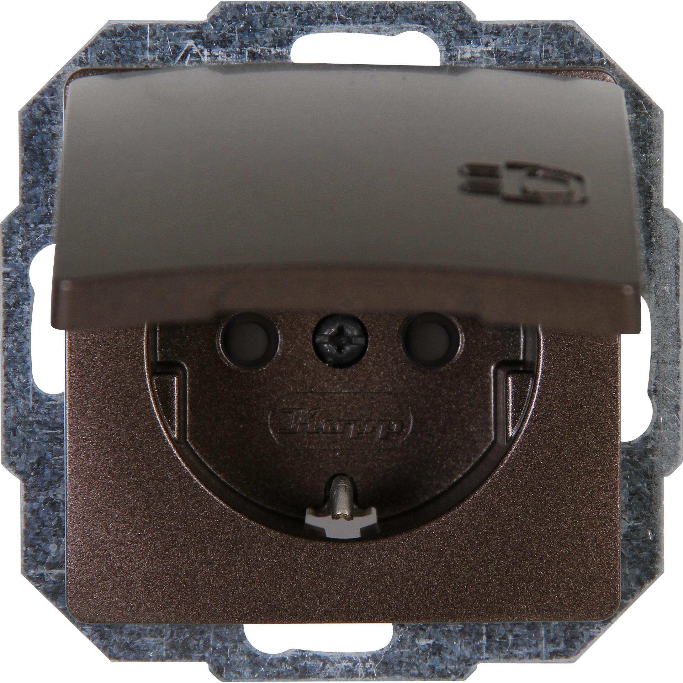 PARIS - earthed socket outlet with hinged lid and with shutter, colour ...
