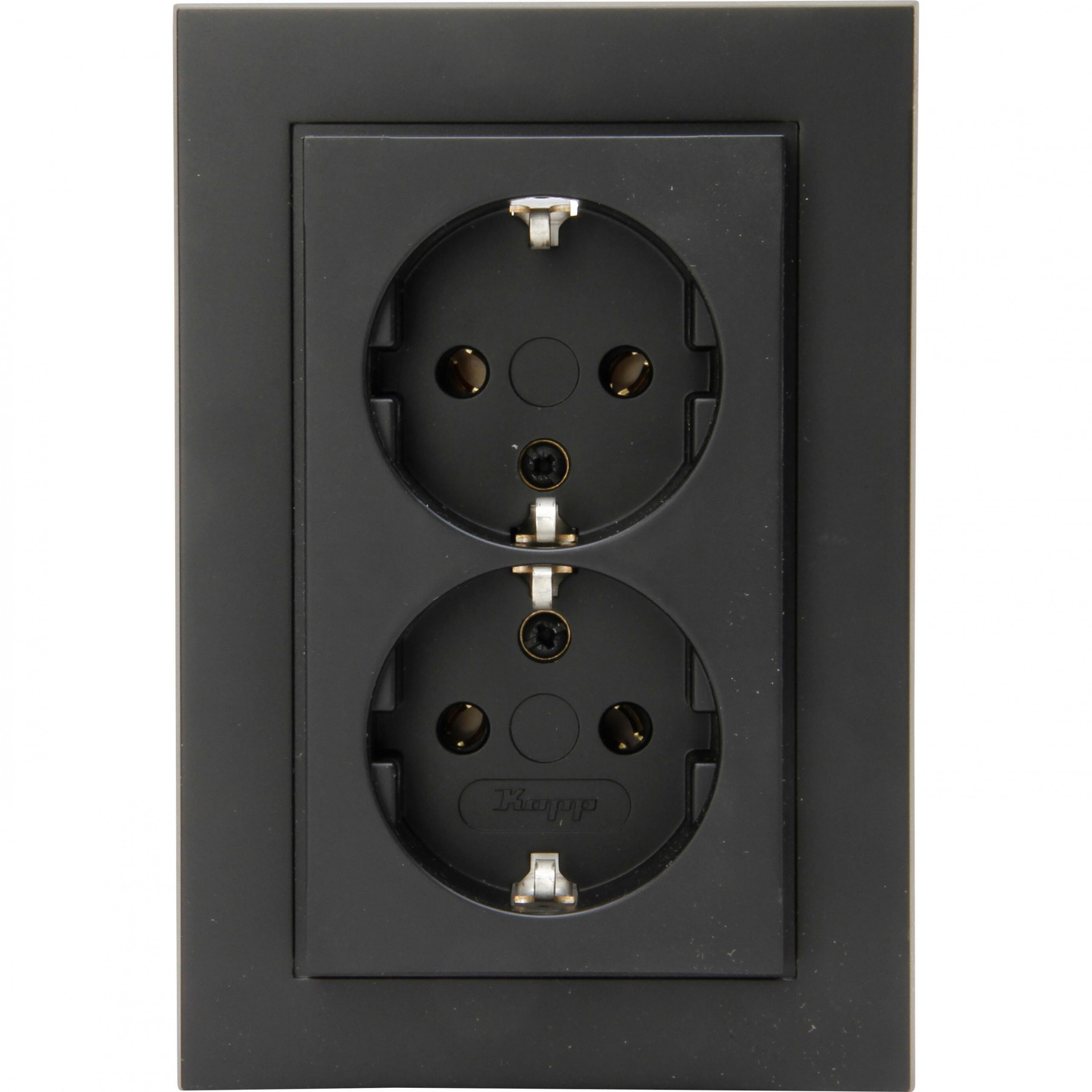 HK07 - double earthed socket outlet, colour: black matt - Heinrich Kopp ...