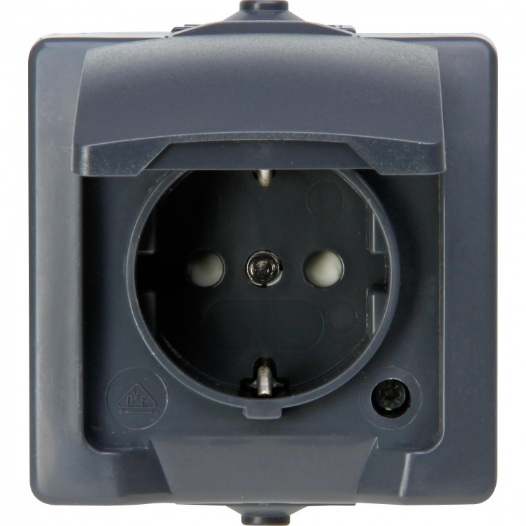 Surface-mounted switch range, earthed socket outlet with safety lock and shutter, NAUTIC, colour ...