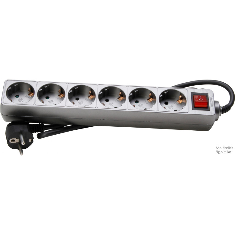 6-way multiple socket outlet, with illuminated switch (2-pole), with 45 ...