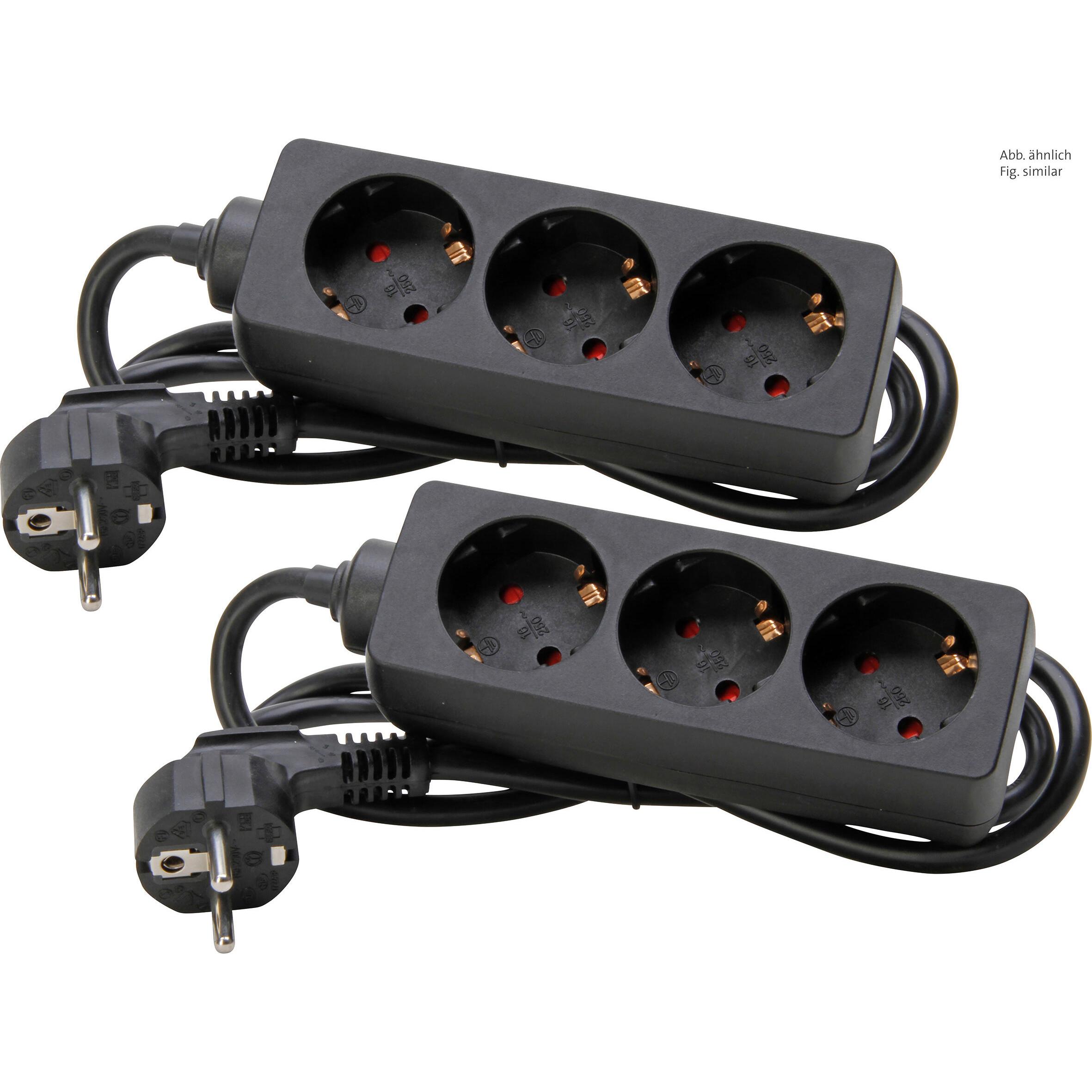 3-way multiple socket outlet, colour: black – Heinrich Kopp GmbH
