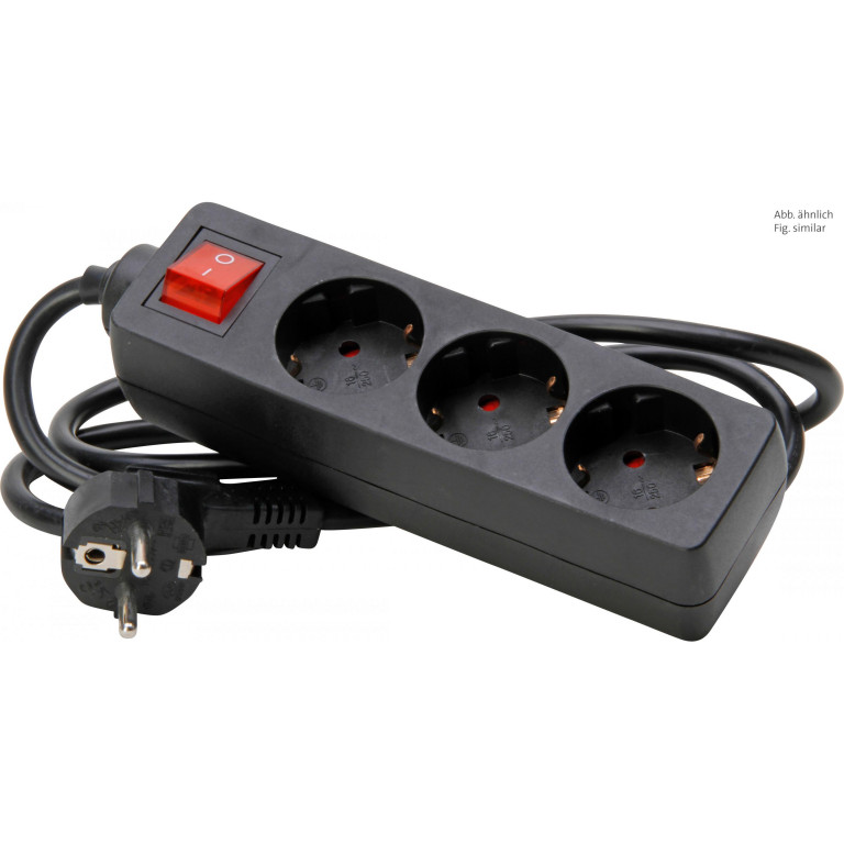 3-way multiple socket outlet, with illuminated switch (2-pole), with 45 ...