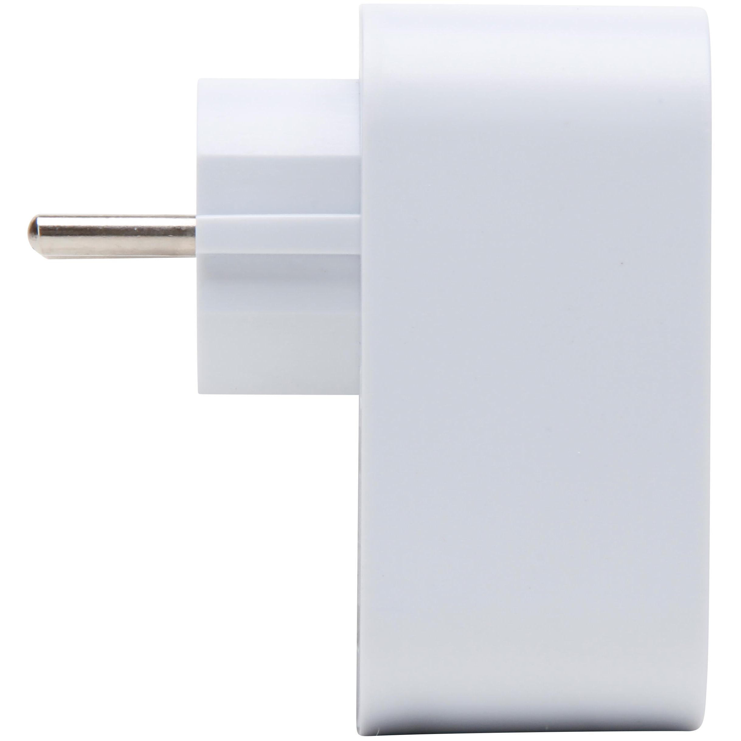 Socket outlet adapter with USB-A and USB-C, 2.4A, colour: white ...