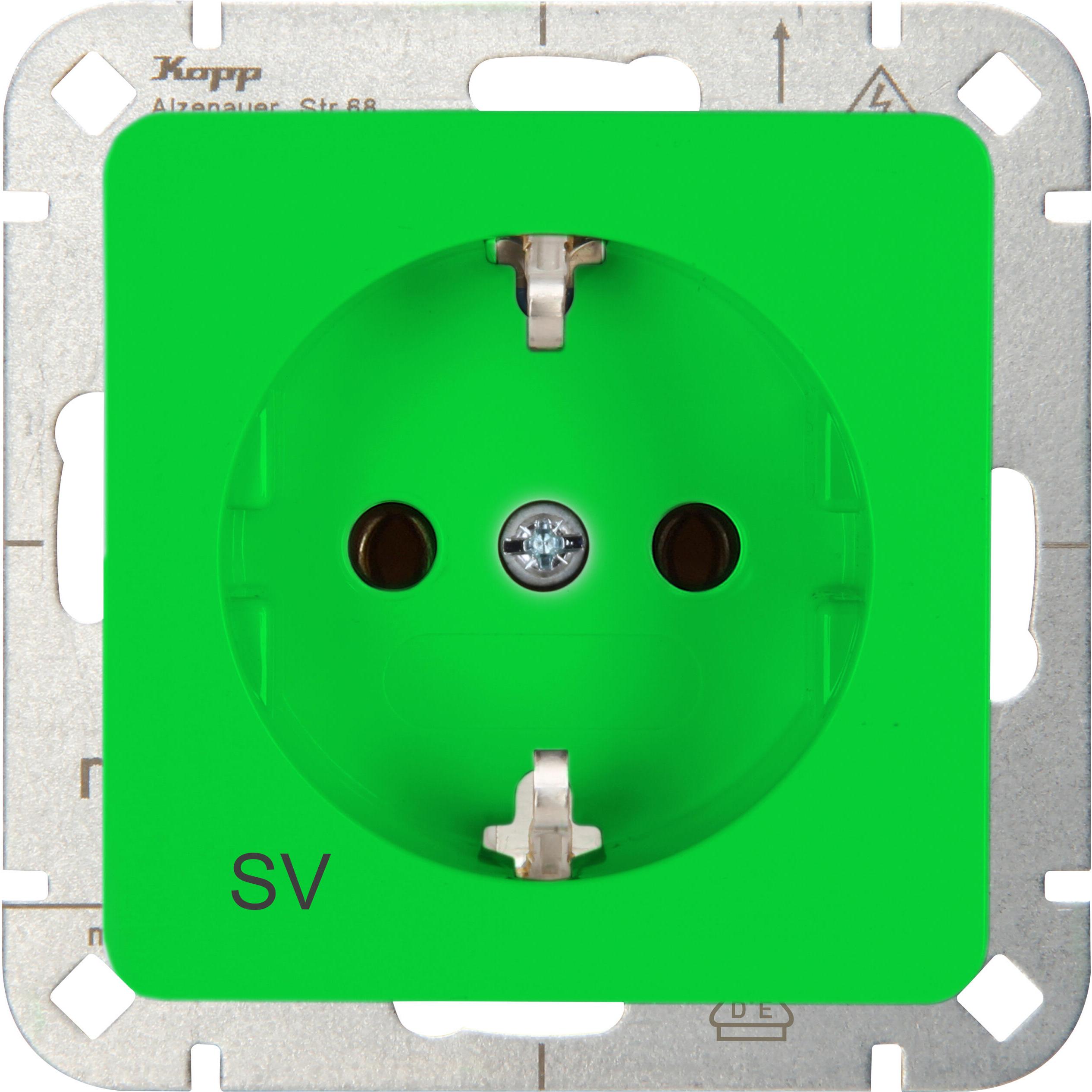 HK02 – earthed socket outlet with printing “SV”, colour: green – Heinrich Kopp GmbH